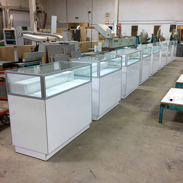 Glossy White Showcases - Display Case Canada