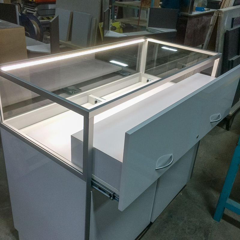 Glossy White Showcases - Display Case Canada